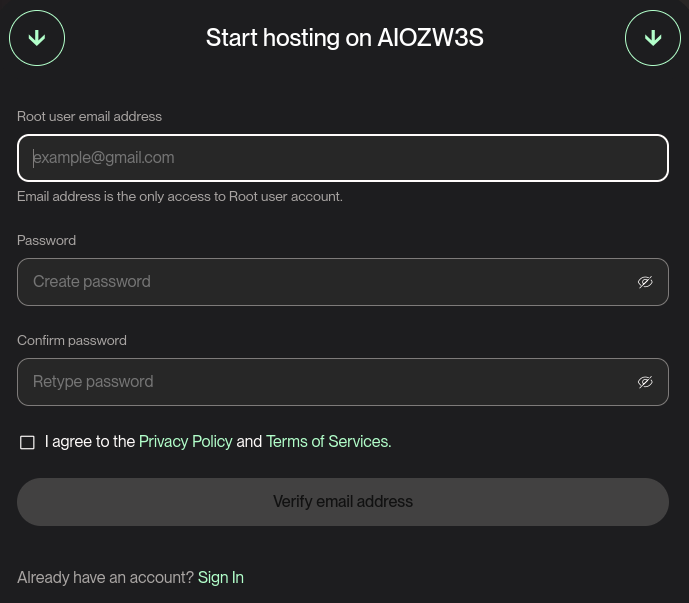 Create An Account – AIOZ Storage Docs